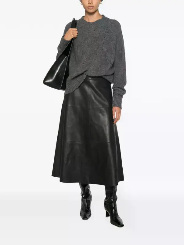 P.a.r.o.s.h Leather Midi Skirt