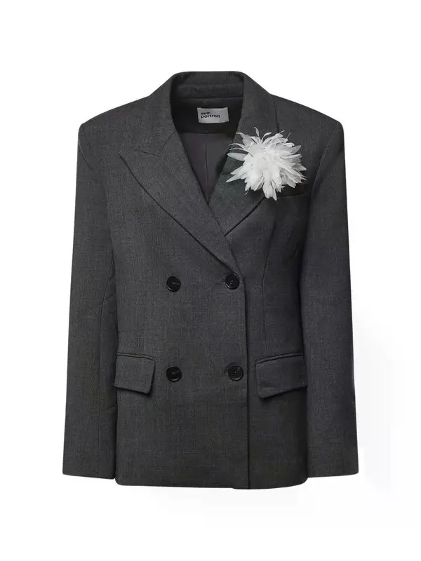 SELF-PORTRAIT Double-breasted Flower Blazer