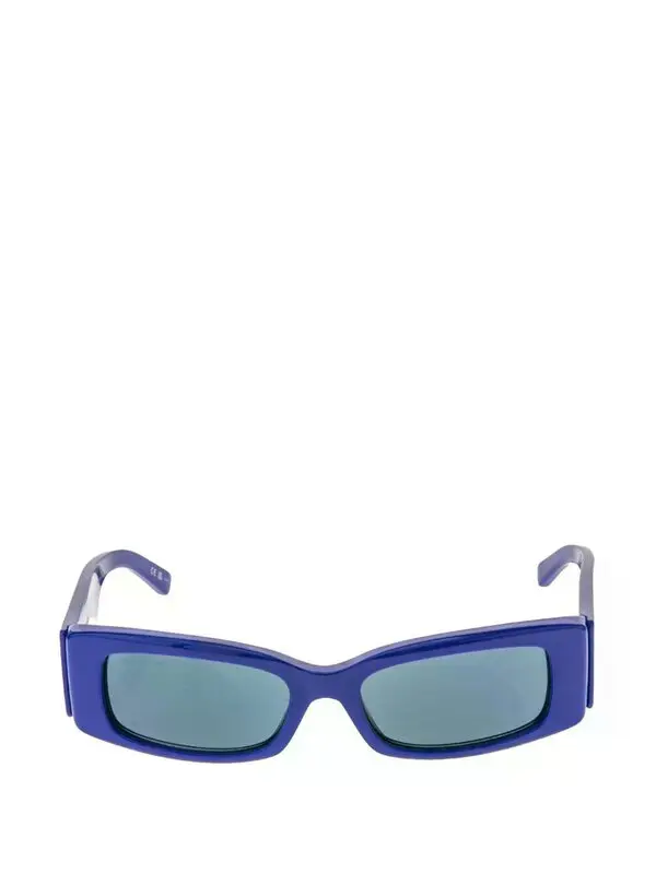 Balenciaga Logo-print Rectangle-frame Sunglasses - Blue