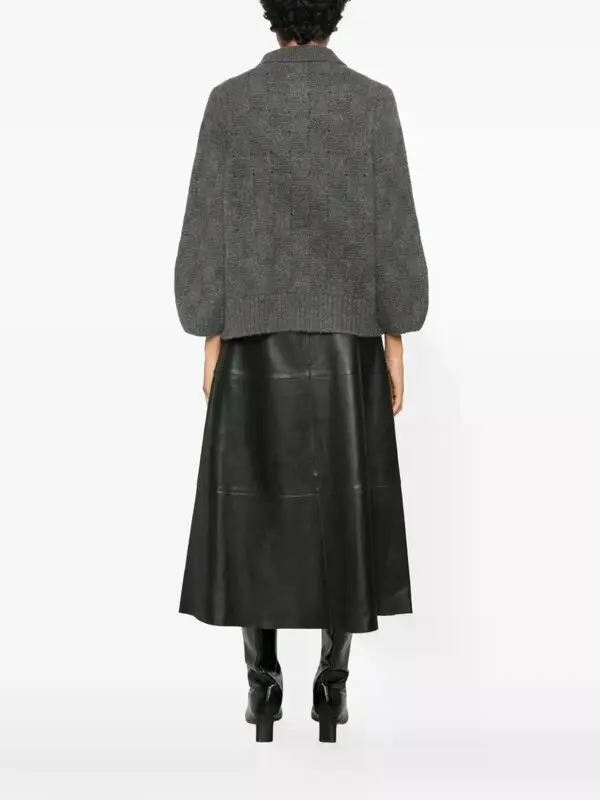 ALLUDE Checkerboard-knit Cardigan