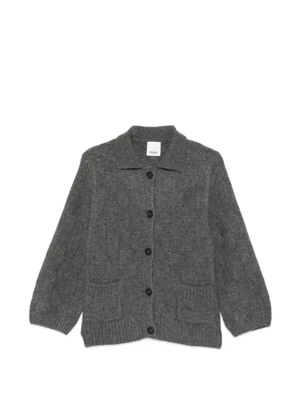 ALLUDE Checkerboard-knit Cardigan - Grey