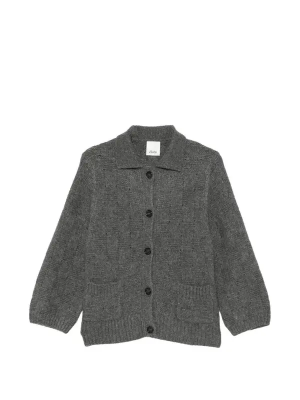 ALLUDE Checkerboard-knit Cardigan - Grey