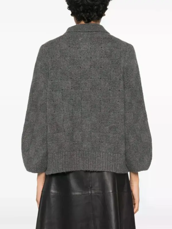 ALLUDE Checkerboard-knit Cardigan - Grey