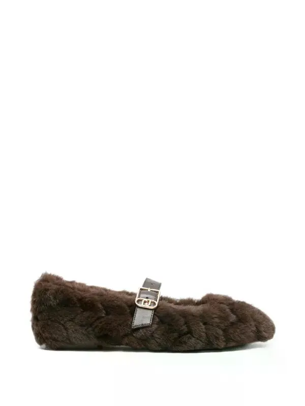 Liu Jo Braided Faux-fur Ballet Flats - Brown