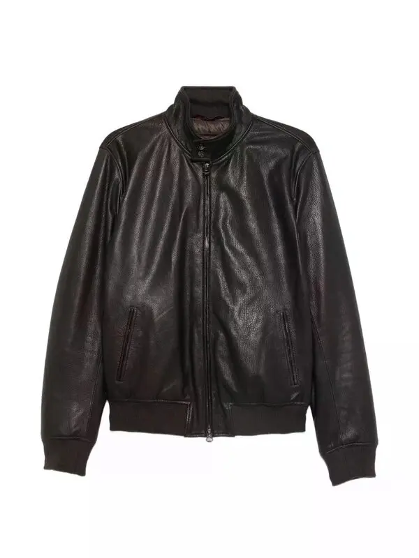 STEWART Zip-up Leather Jacket - Brown