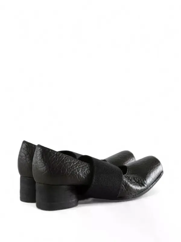 UMA WANG Crinkled-effect Elasticated-strap Ballet Flats - Black