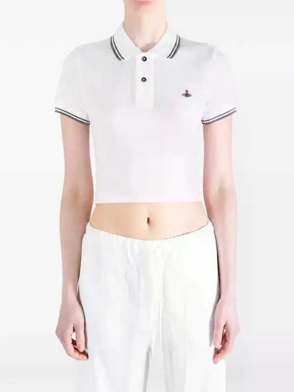 VIVIENNE WESTWOOD Orb-embroidered Cropped Polo Top