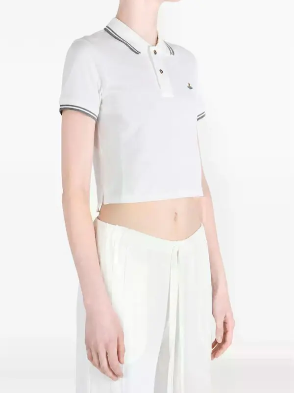 VIVIENNE WESTWOOD Orb-embroidered Cropped Polo Top