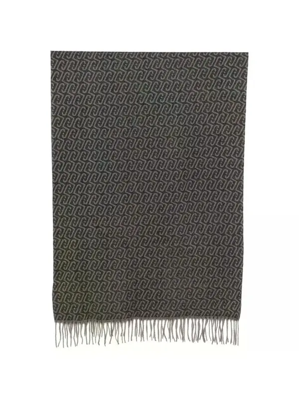 Liu Jo Monogram-pattern Fringed Scarf - Grey
