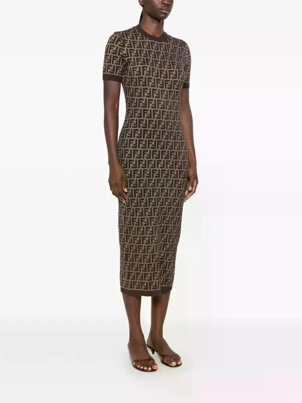 Fendi Ff Logo-pattern Midi Dress