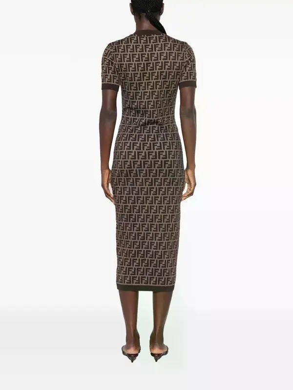 Fendi Ff Logo-pattern Midi Dress