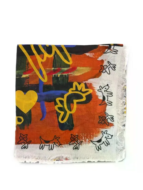 Destin Graphic-print Frayed Scarf