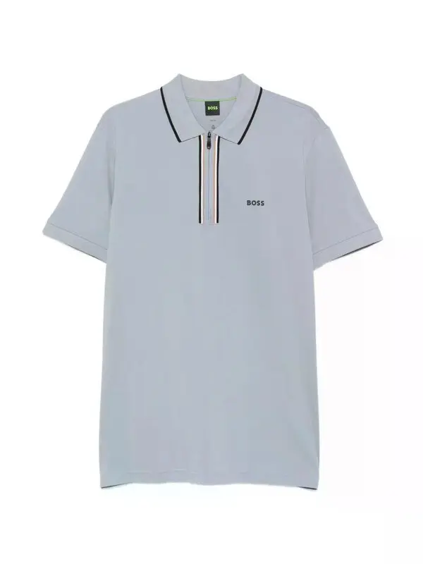 BOSS Logo-print Short-sleeve Polo Shirt - Grey