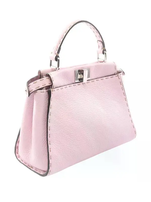 Fendi 2000-2010 Mini Leather Selleria Peekaboo Iconic Satchel - Pink