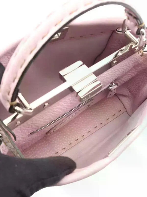 Fendi 2000-2010 Mini Leather Selleria Peekaboo Iconic Satchel - Pink