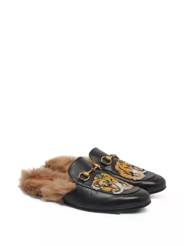 Gucci Princetown Tiger-embroidered Mules