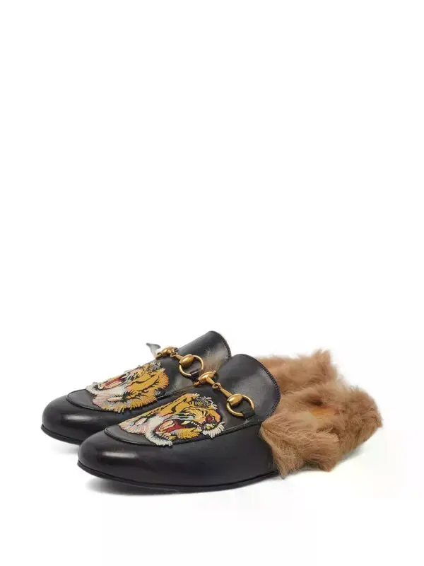 Gucci Princetown Tiger-embroidered Mules