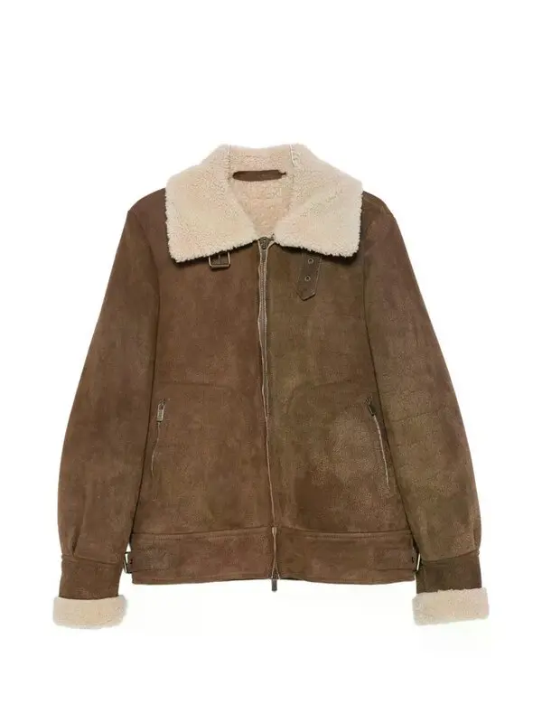 SALVATORE SANTORO Shearling-trim Leather Jacket