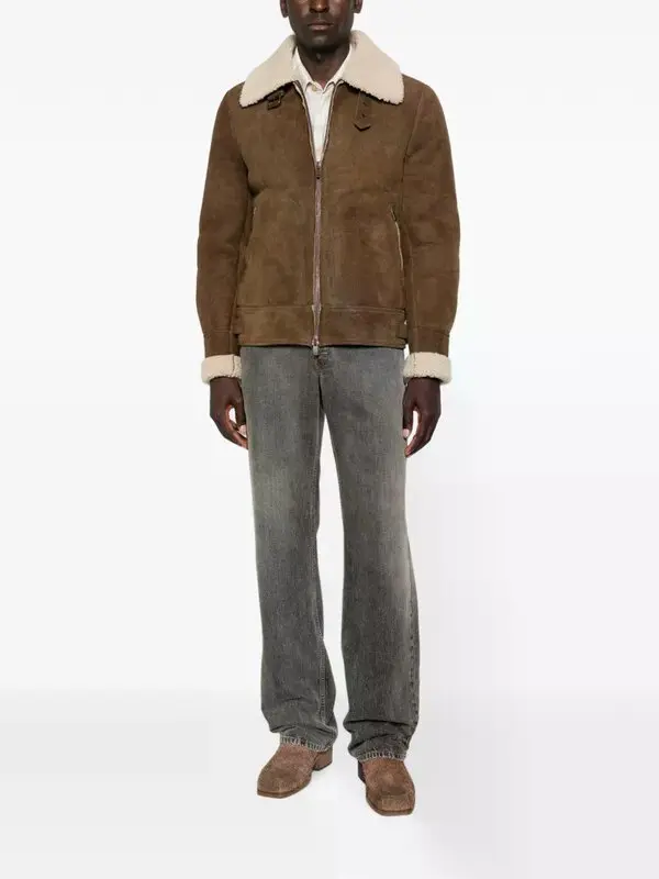 SALVATORE SANTORO Shearling-trim Leather Jacket