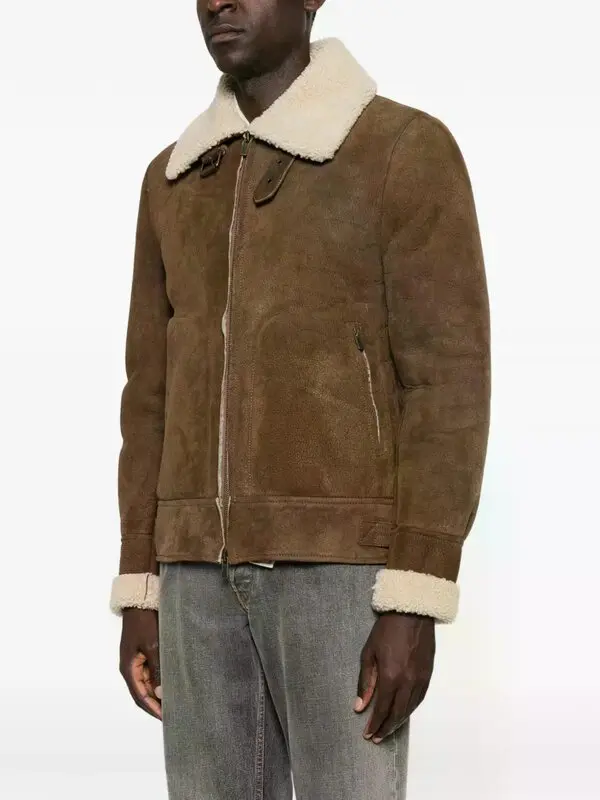 SALVATORE SANTORO Shearling-trim Leather Jacket