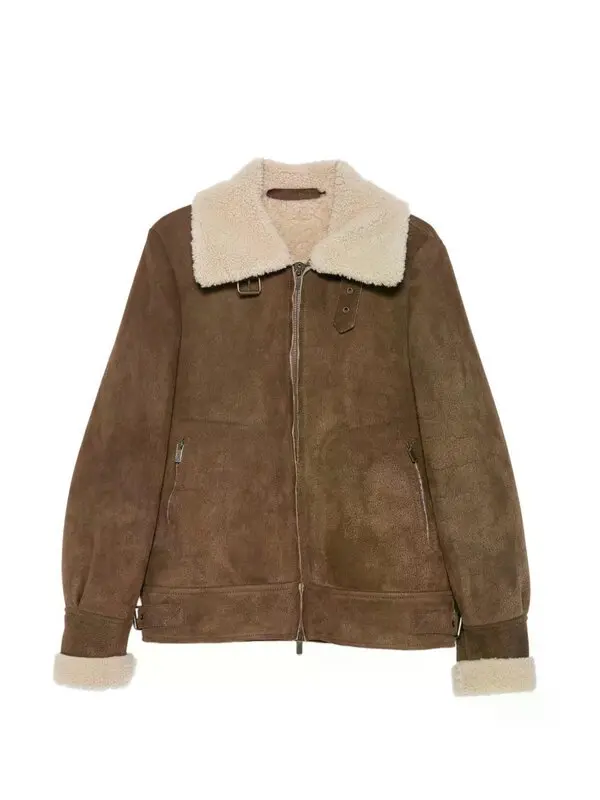 SALVATORE SANTORO Shearling-trim Leather Jacket