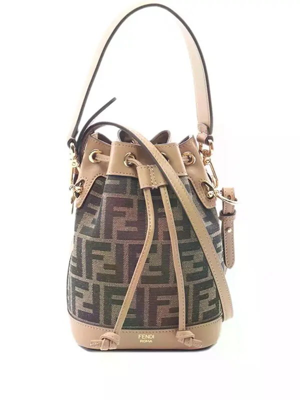 Fendi 2010-2026 Mini Zucca Canvas Mon Tresor Bucket Bag Satchel - Brown