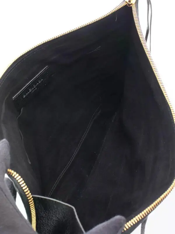 Balenciaga Goatskin Motocross Classic Metallic Edge Clutch Bag - Black