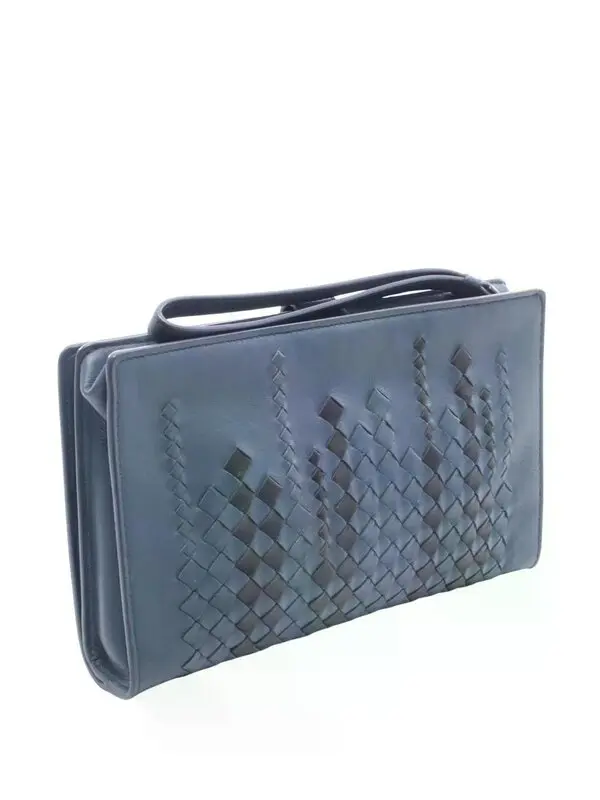 Bottega Veneta 2012-2026 Intrecciato Trimmed Nappa Clutch Bag - Blue