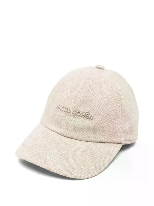 Jacob Cohen Herringbone Pattern Embroidered Logo Baseball Cap - Neutrals