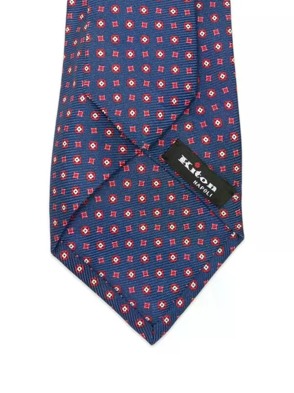Kiton Silk Geometric Print Neck Tie - Blue