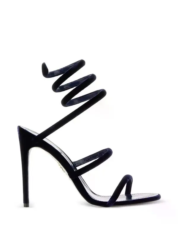 Rene Caovilla Cleo Velvet Sandals - Blue