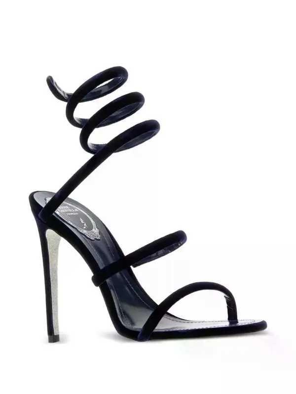 Rene Caovilla Cleo Velvet Sandals - Blue