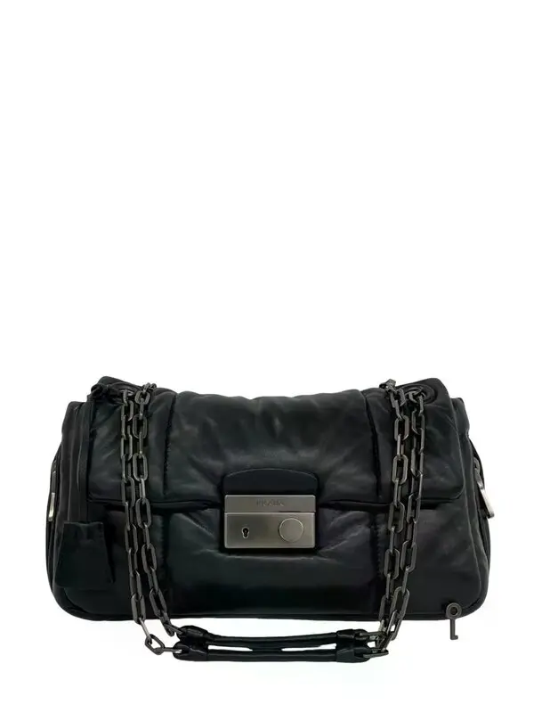 Prada 2010-2026 Nappa Bomber Flap Shoulder Bag - Black