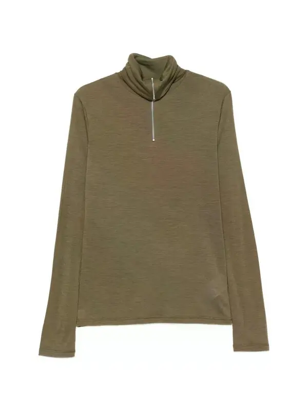 JIL SANDER Zip-neck Long-sleeve T-shirt - Green