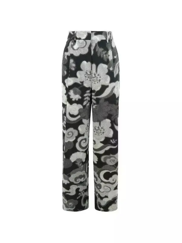 Essentiel Antwerp Floral-print Wide-leg Trousers - Black