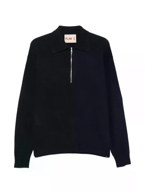 Plan C Zip-fastening Knit Polo Shirt