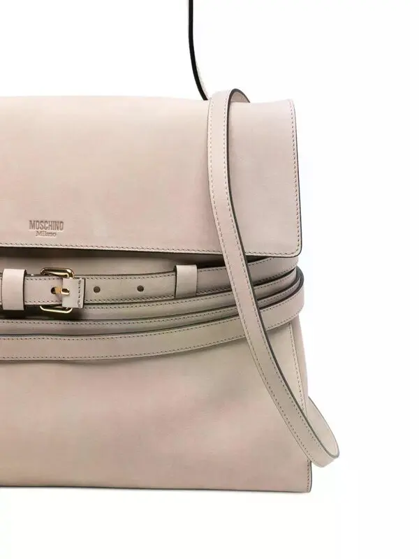 Moschino Belt-detail Leather Shoulder Bag - Neutrals