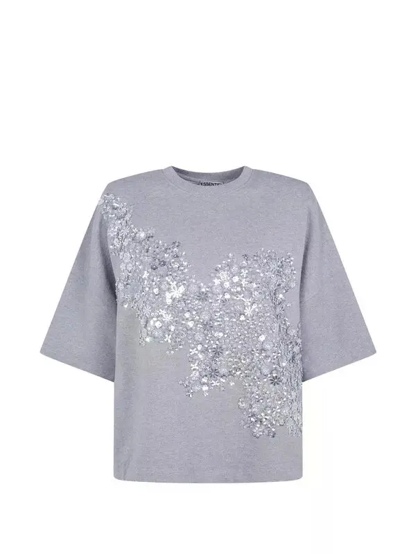 Essentiel Antwerp Kalani Sequin-embellished Floral-applique T-shirt - Grey