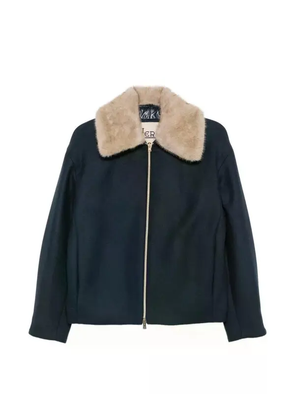 Herno Faux-fur-collar Zip-up Jacket - Blue