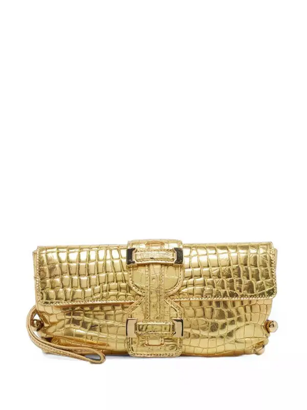 Roberto Cavalli Crocodile-embossed Wristlet Clutch Bag