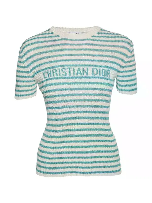 Dior Dioriviera Striped Rib-knit T-shirt - White