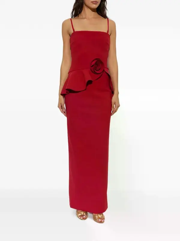 ROTATE BY BIRGER CHRISTENSEN Long Flower Strapless Maxi Dress