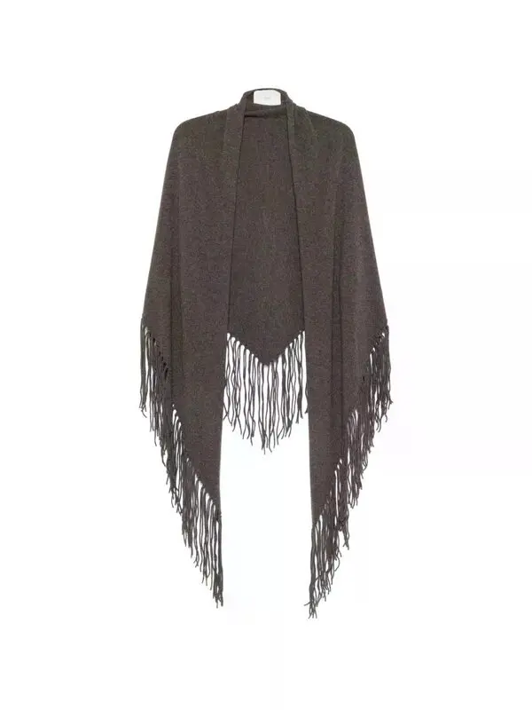 VANISE Fringe-trim Cashmere Cape - Brown