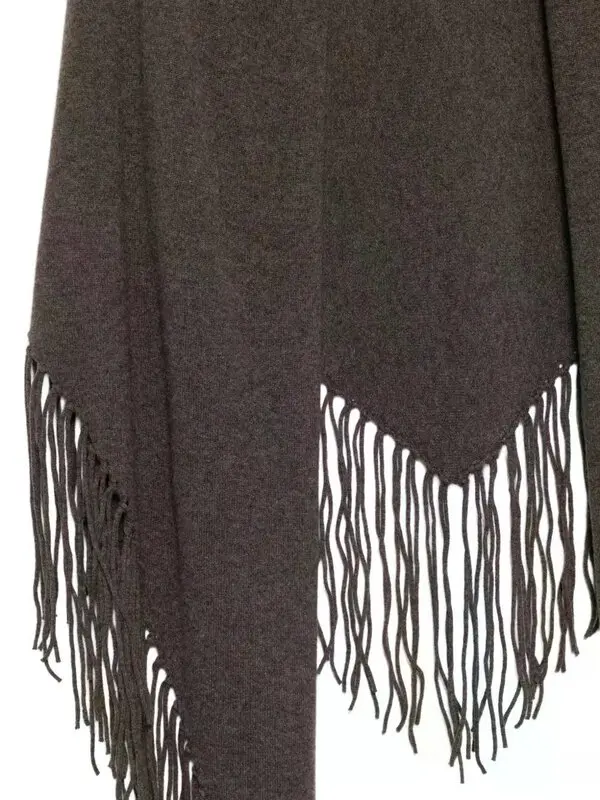 VANISE Fringe-trim Cashmere Cape - Brown