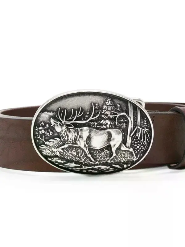 SEBAGO Engraved Buckle Leather Belt