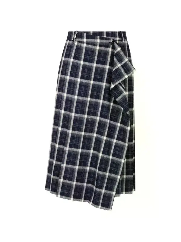 STUDIO TOMBOY Check Unbalanced Wrap Skirt