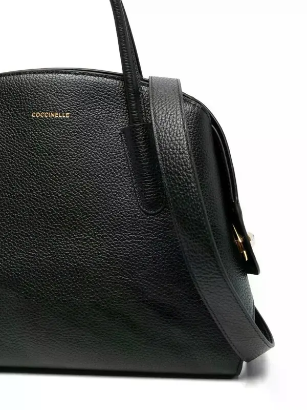 COCCINELLE Grained Leather Tote Bag - Black