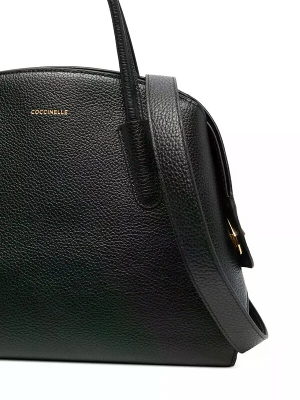 COCCINELLE Grained Leather Shoulder Bag - Black
