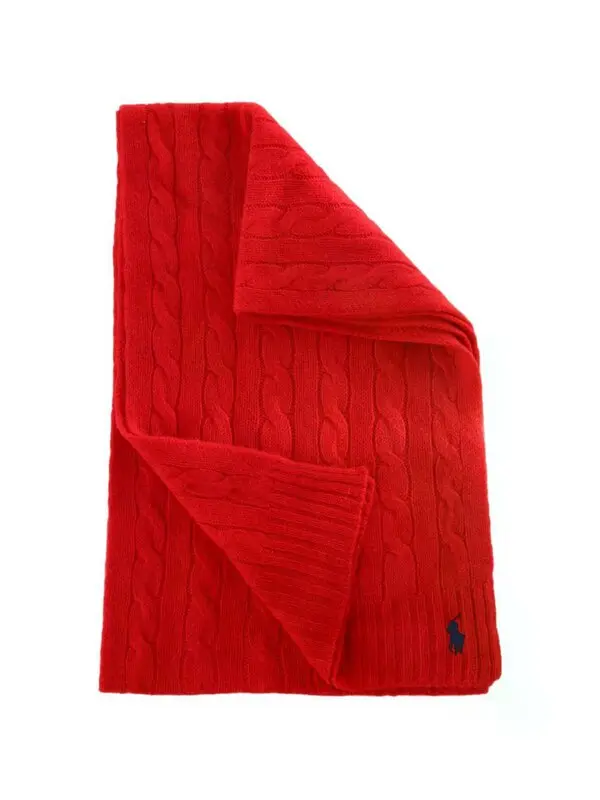 Polo Ralph Lauren Cable-knit Embroidered-logo Scarf