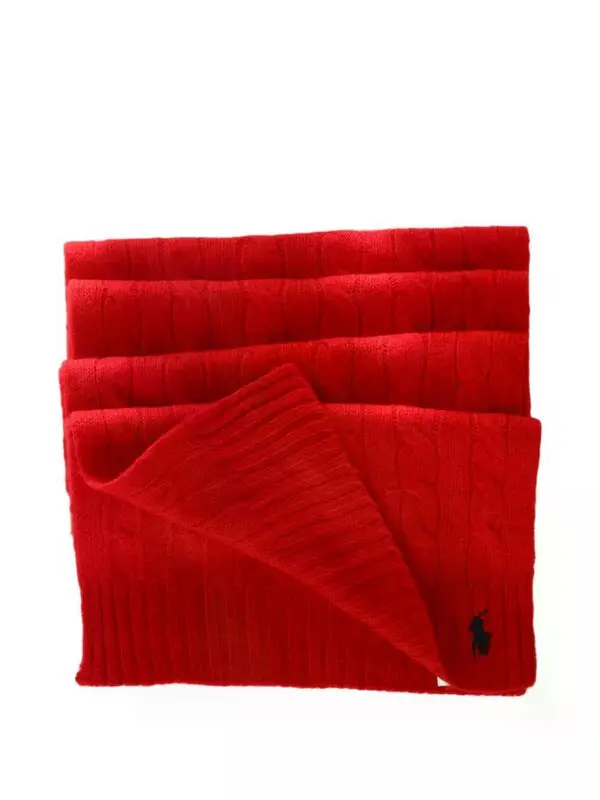 Polo Ralph Lauren Cable-knit Embroidered-logo Scarf